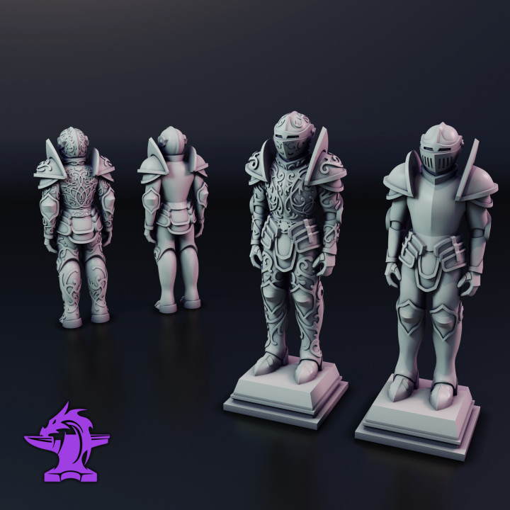 3D Printable Standing Armor Suits, Display Statues by The Forge of Many ...