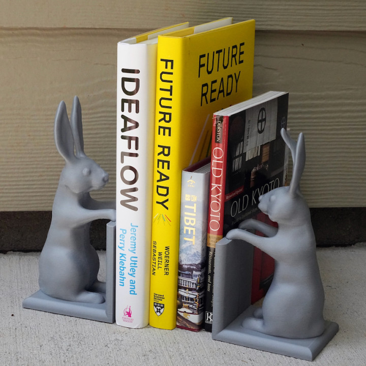3D Printable Rabbit bookends by Philippe Barreaud