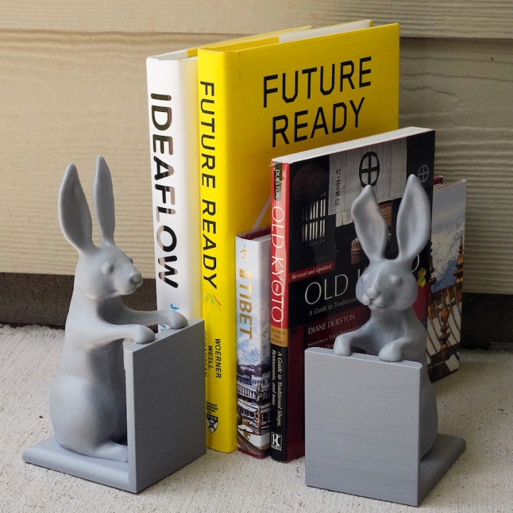 3D Printable Rabbit bookends by Philippe Barreaud