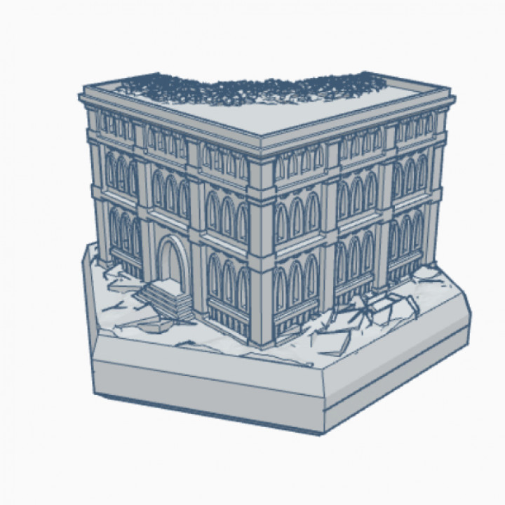 3D Printable Hex Map Scale Gothic Ruined Building 101 HMSGR101 by Wargame Forge