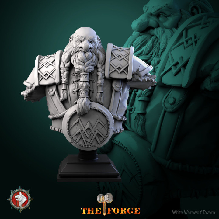 3D Printable Dwarf bust pre-supported by White Werewolf Tavern