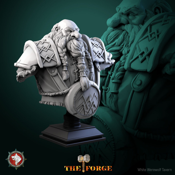 3D Printable Dwarf bust pre-supported by White Werewolf Tavern