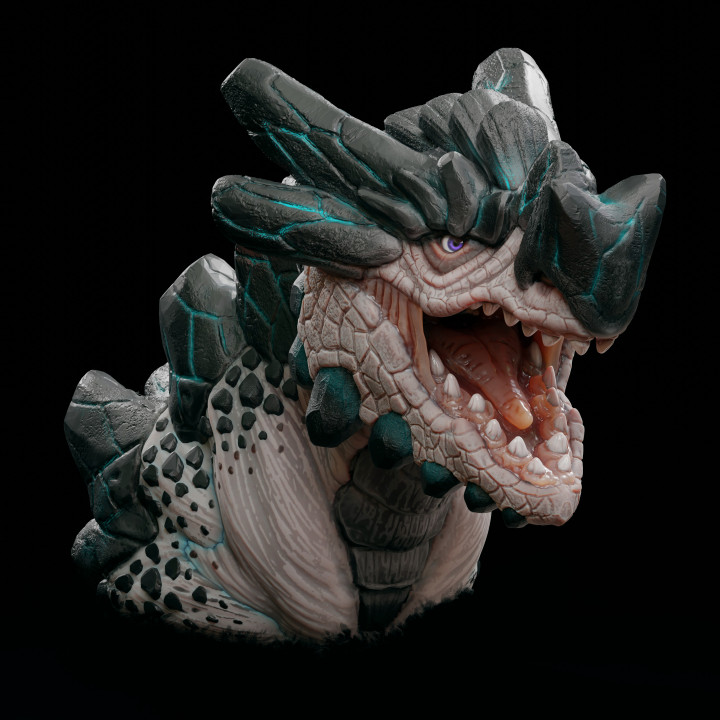 3D Printable Rock Dragon - Bust by Safehold