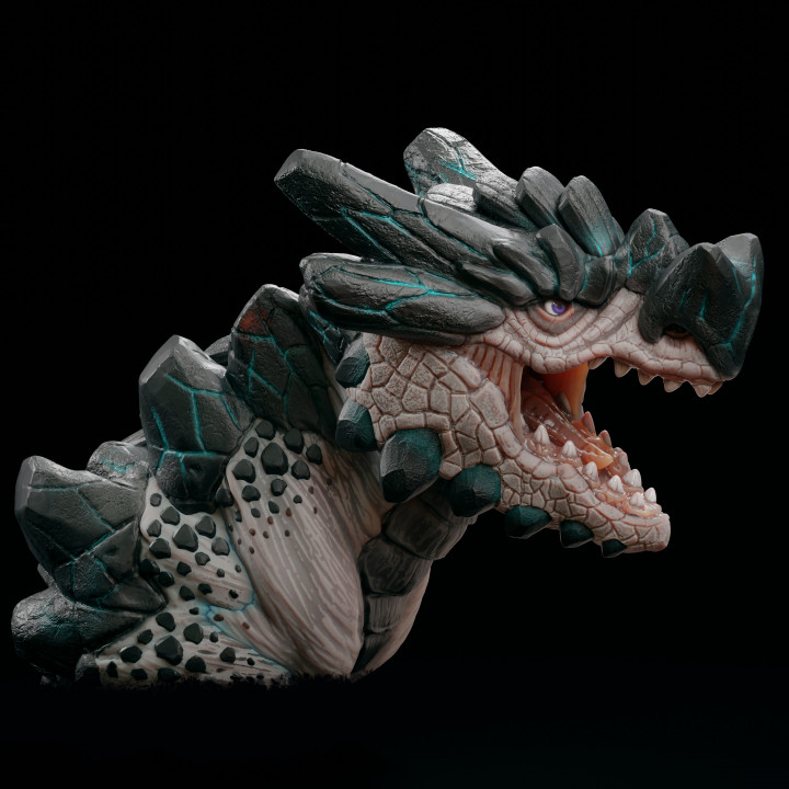 3D Printable Rock Dragon - Bust by Safehold