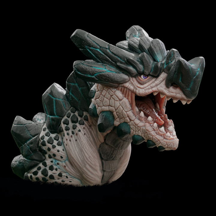 3D Printable Rock Dragon - Bust by Safehold