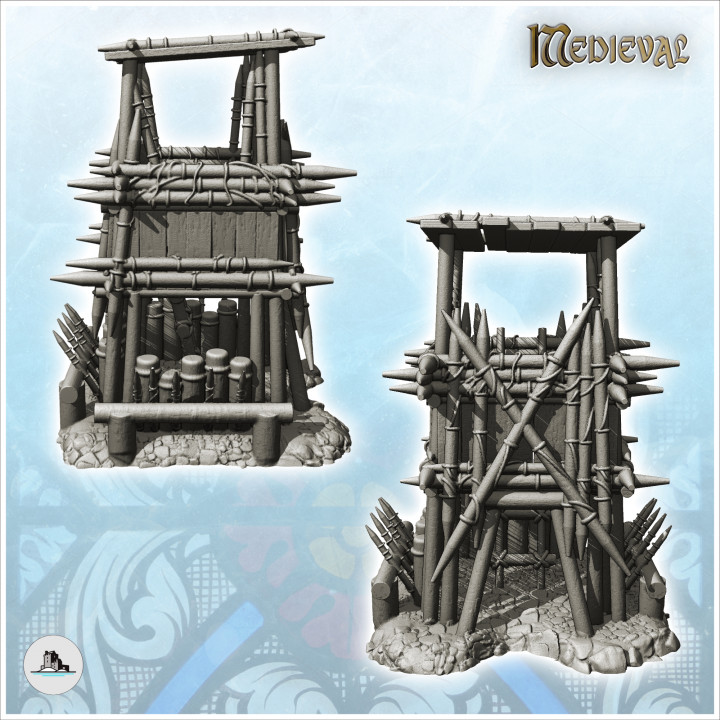 3D Printable Wooden spike tower with storey and roof (7) - Medieval ...