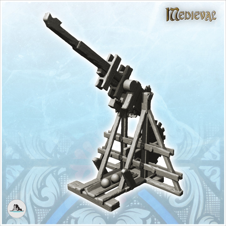 3D Printable Wooden mangonel with toothed wheel (3) - Medieval Gothic ...