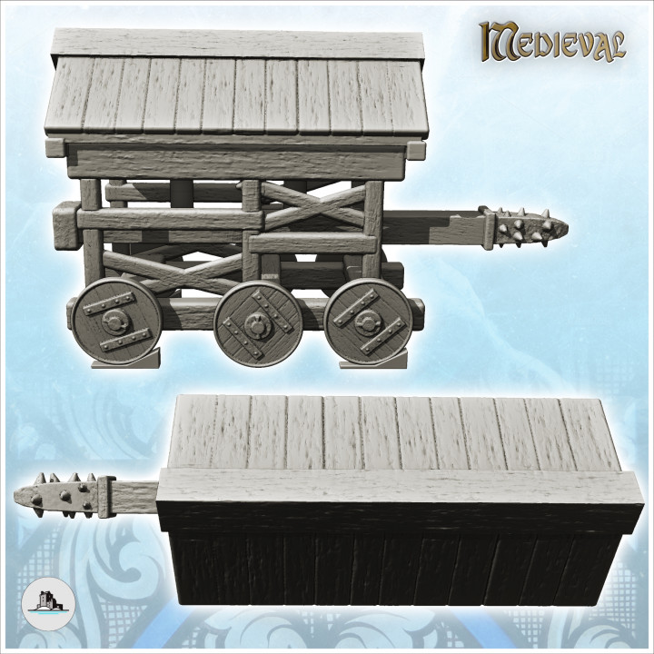 下载 Medieval wooden ram with six wheels and pointed mace (4) - Medieval ...