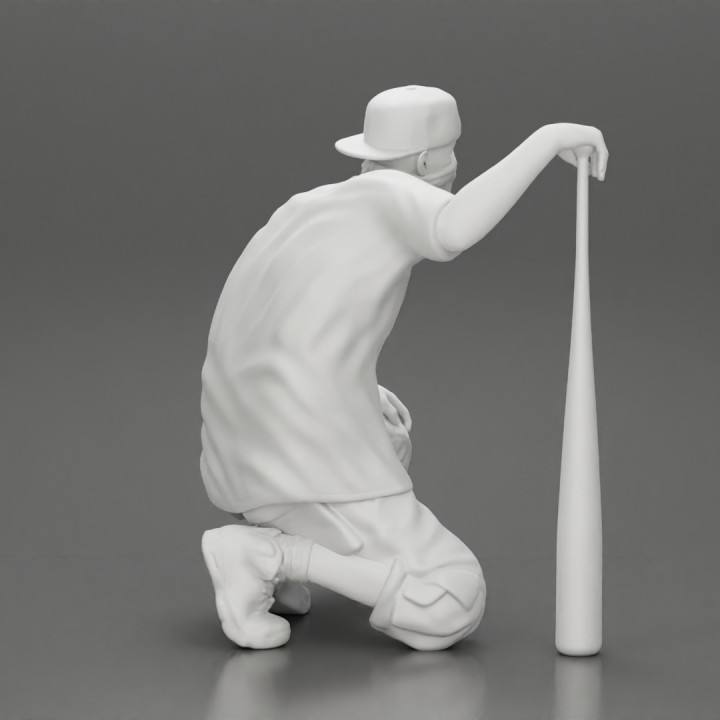 3D Printable gangster homie in mask sitting holding a baseball bat by ...