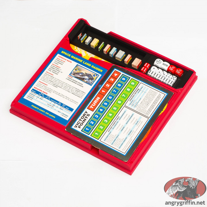 3D Printable 2nd Edition Token, Dice, Card, Template Box STL by Jim