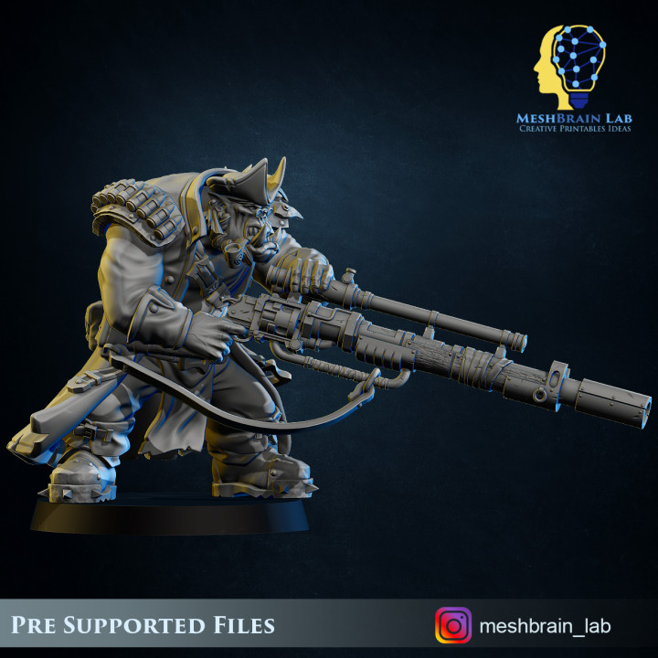 3D Printable Pirate Ork Sniper by MeshBrain Lab