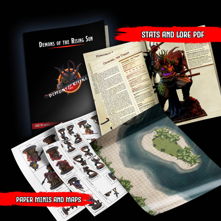 3D Printable "Demons of the Rising Sun": Monster Templates, Paper ...