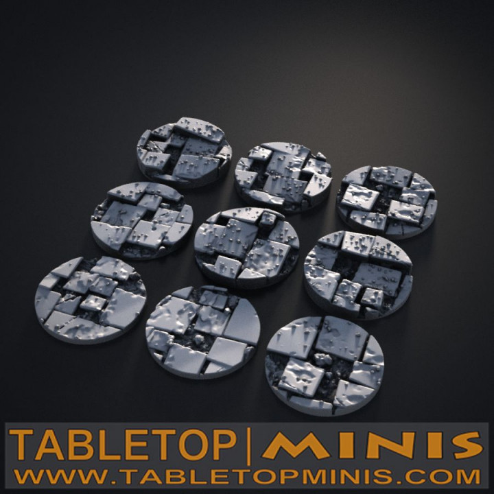 3D Printable Broken Tiles 28mm Base Toppers by TableTopMinis