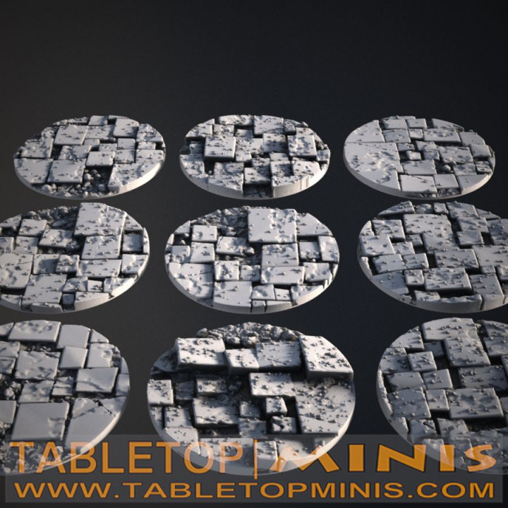 3D Printable Broken Tiles 50mm Base Toppers by TableTopMinis