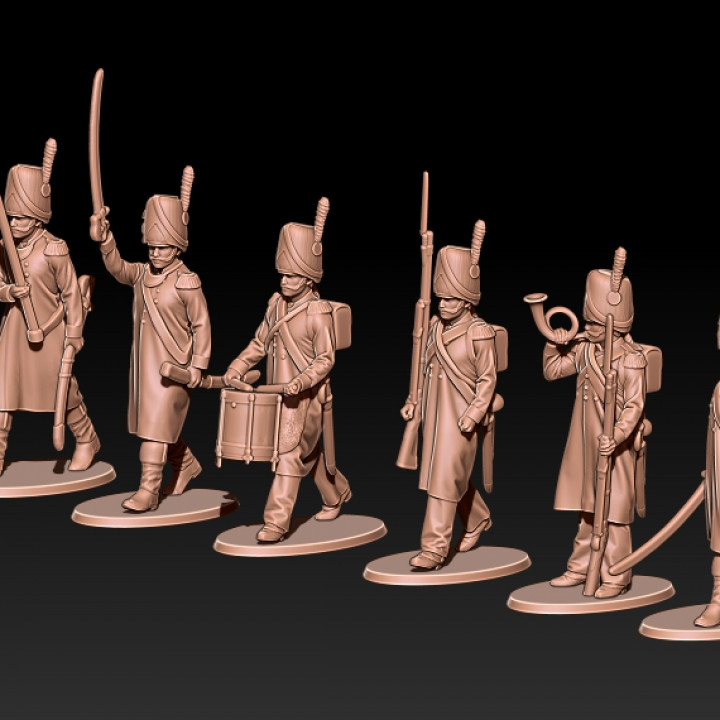 3D Printable Napoleonic french command group in winter with Bearskin ...