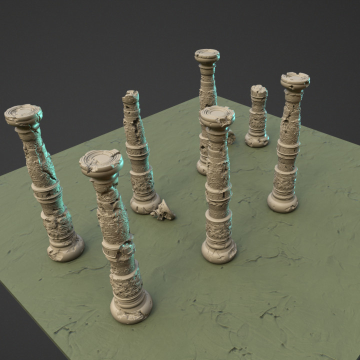 3D Printable Stone pillars Fantasy by CLAY Caféteria
