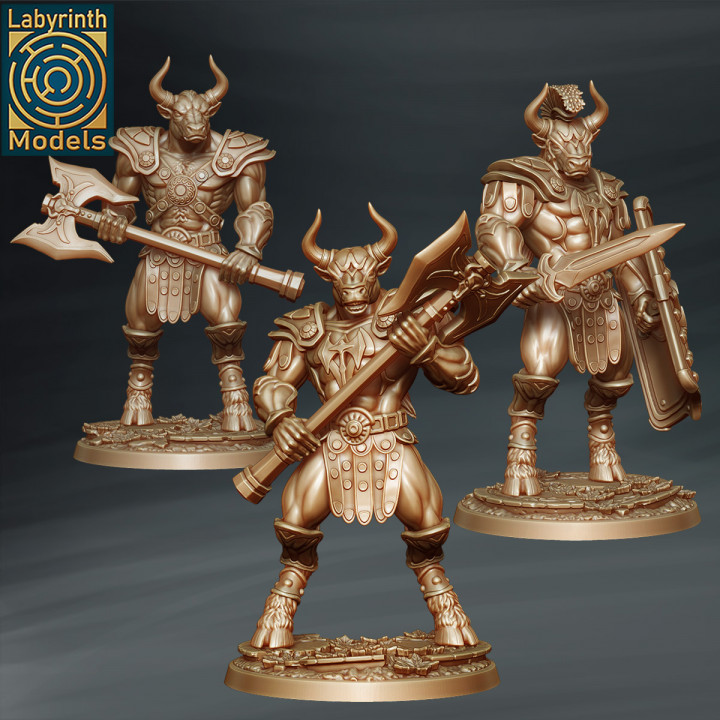 3D Printable Minotaurs - 32mm scale by Labyrinth Models
