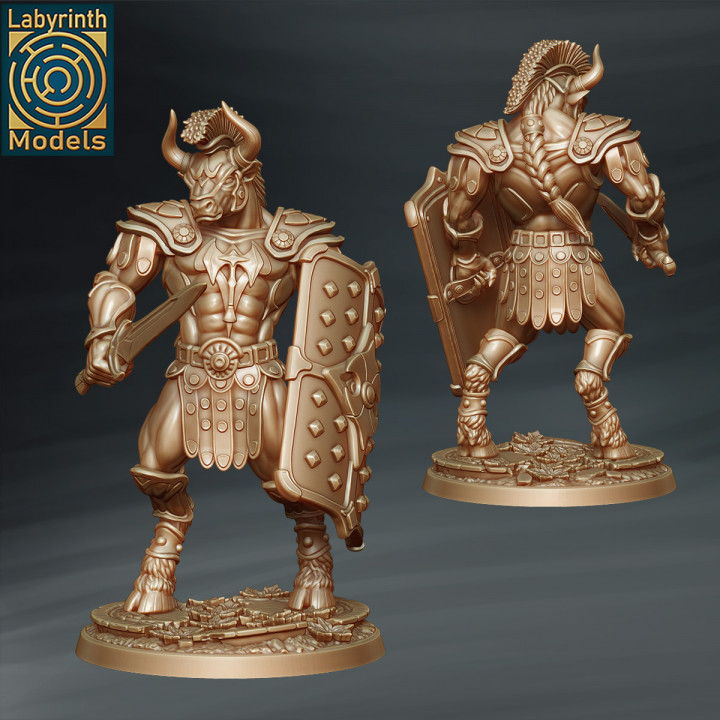 3D Printable Minotaurs - 32mm scale by Labyrinth Models