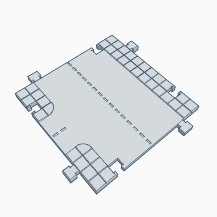 3D Printable City Block Wide Roads Expansion by Wargame Forge