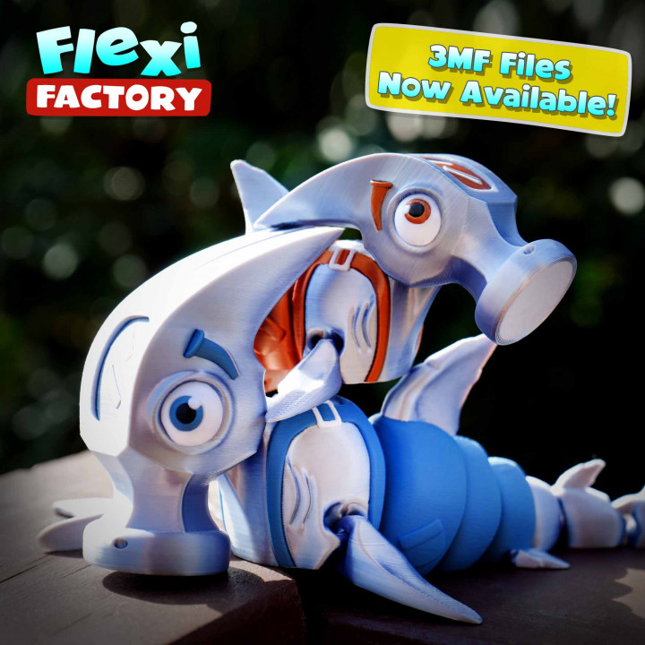 3D Printable Public Release: Flexi Factory Hammerhead Shark by Flexi Factory