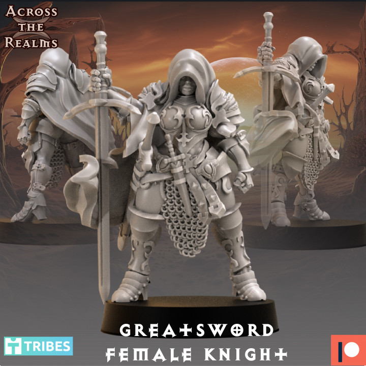 3D Printable Greatsword Female Knight by Across the Realms