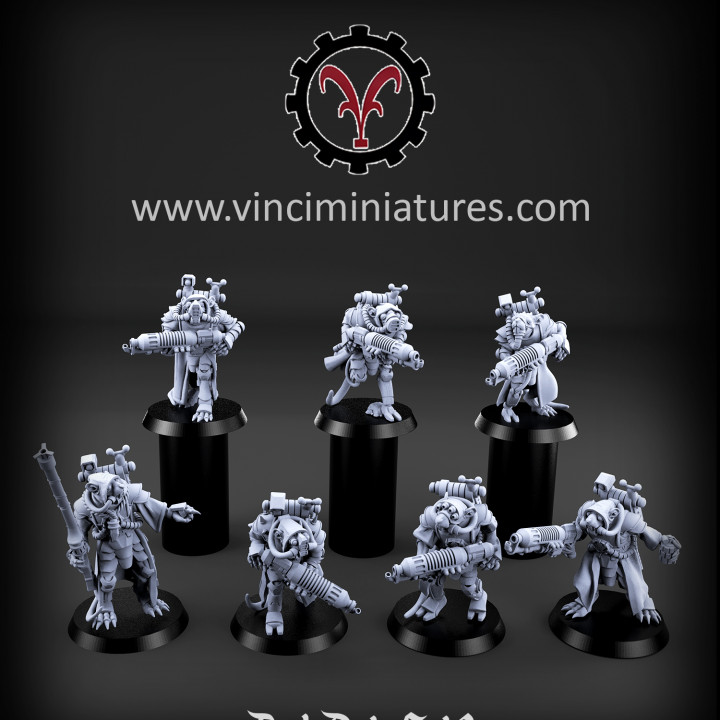 3D Printable DARK FUTURE TECH RATS SET 2 by vinciminiatures