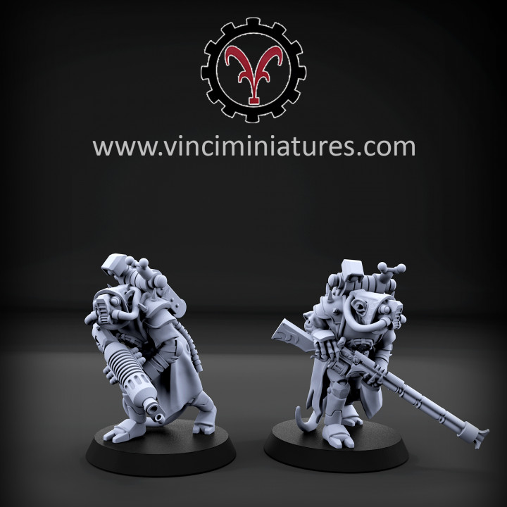 3D Printable DARK FUTURE TECH RATS SET 2 by vinciminiatures