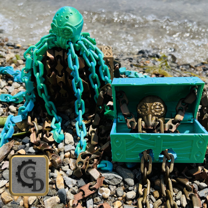 3D Printable Keeper of the Deep, Print in Place Octopus and Chest by Josh