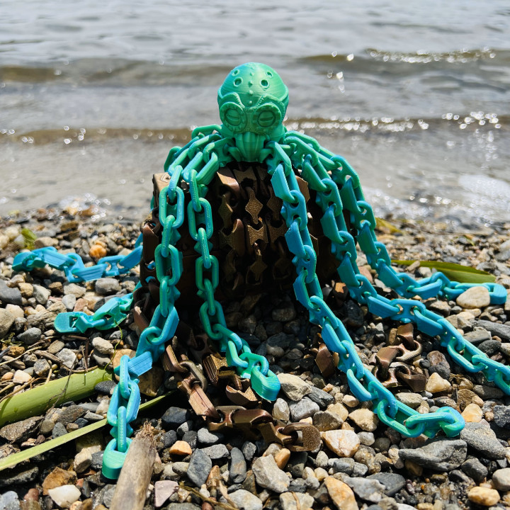 3D Printable Keeper of the Deep, Print in Place Octopus and Chest by Josh