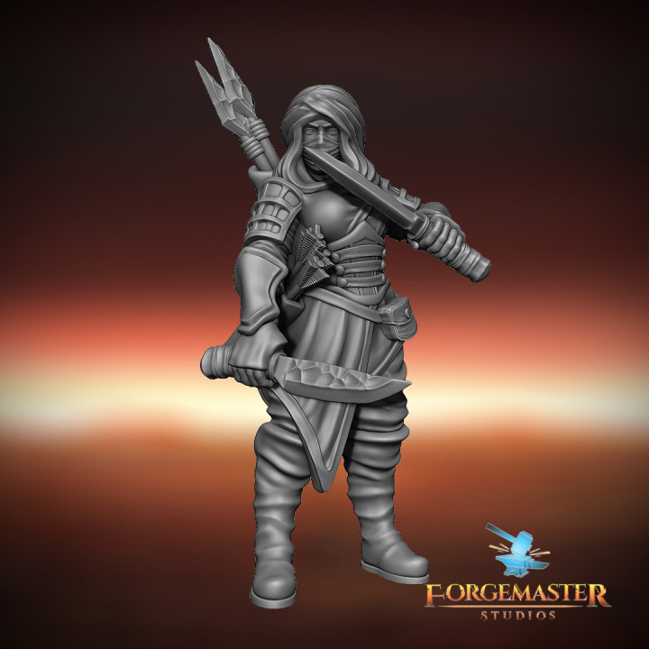 3D Printable Pikemaiden Elite Dagger Pose 05 by Forgemaster Studios