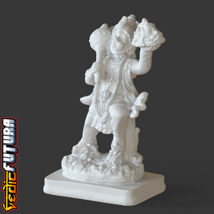 3D Printable Hanuman Carrying Mountain of Herbs by VedicFutura