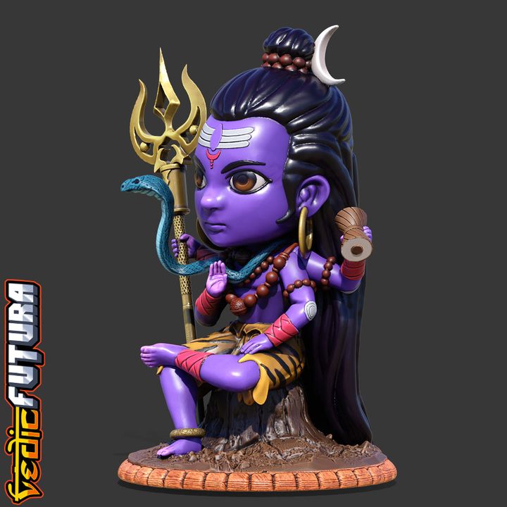 3D Printable Chibi Shiva The Destroyer Cute [Easy Paint] by VedicFutura