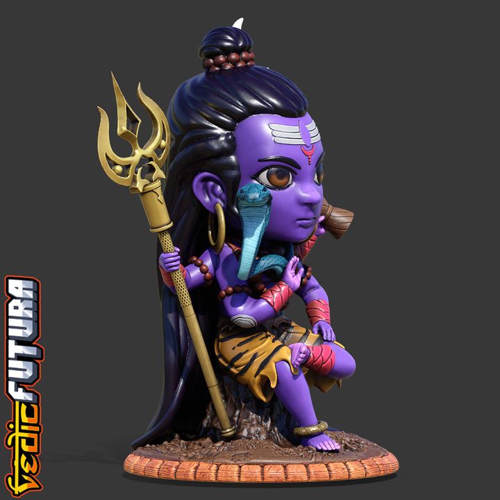3D Printable Chibi Shiva The Destroyer Cute [Easy Paint] by VedicFutura