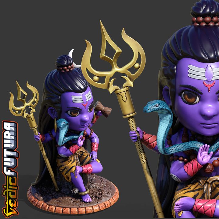 3D Printable Chibi Shiva The Destroyer Cute [Easy Paint] by VedicFutura