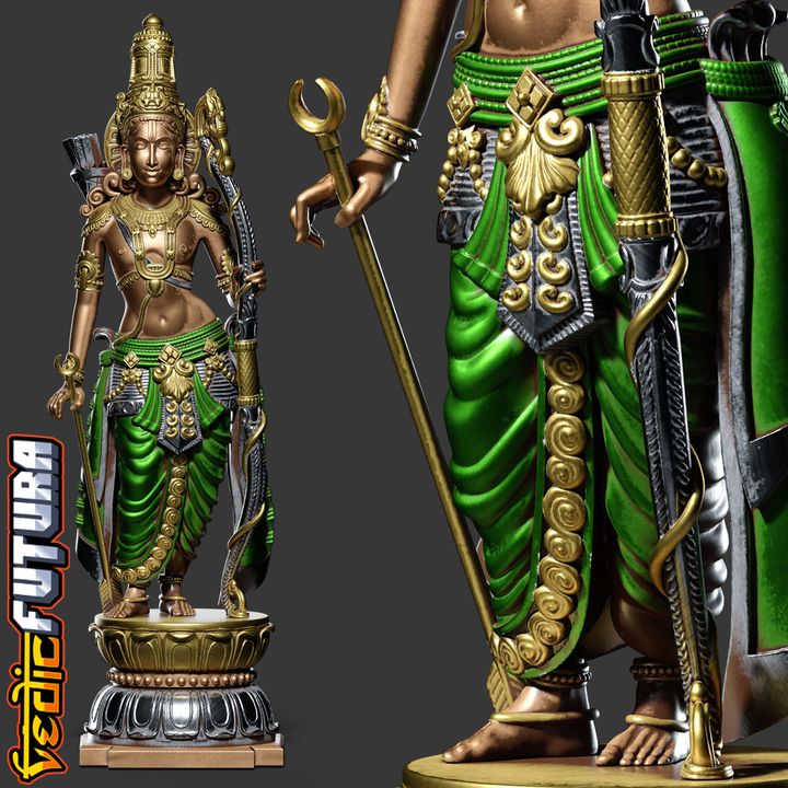 3D Printable Kodanda Rama - The Regal Form of Rama by VedicFutura