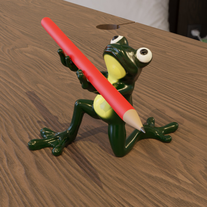 3D Printable pen or pencil holder, frogs, froggy by SunsetDigiArt