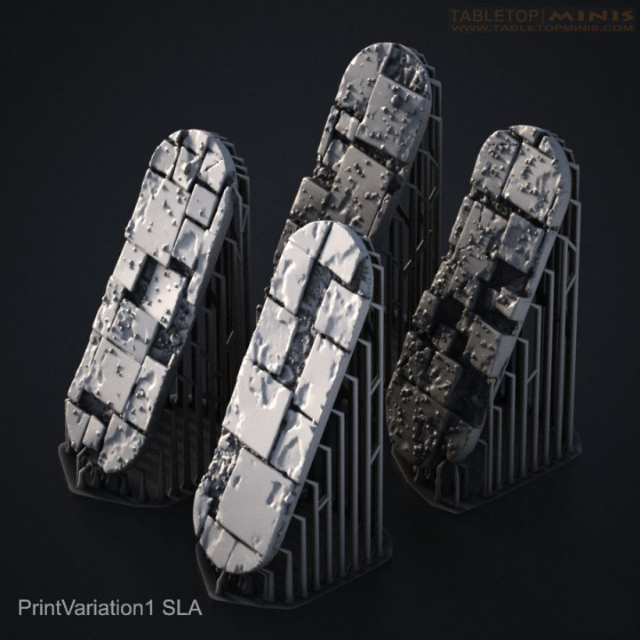 3D Printable Broken Tiles 70mm x 25mm Base Toppers by TableTopMinis