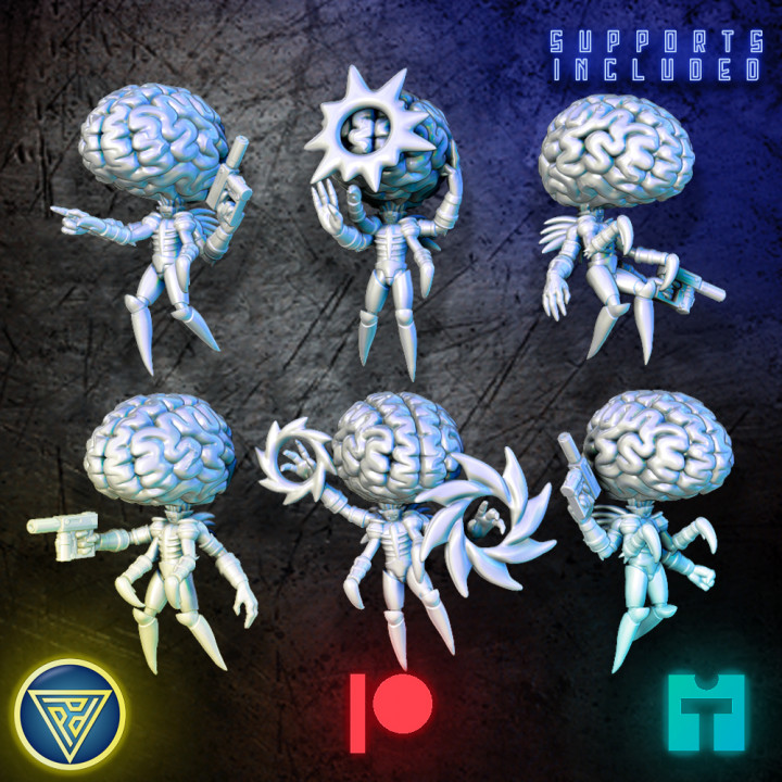 3D Printable Floating Brain Soldiers Set by Print Paint Play