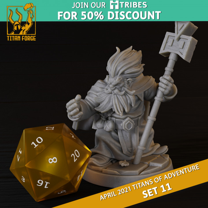 3D Printable Dwarf Male Wizard - RPG Hero Character D&D 5e - Titans of ...