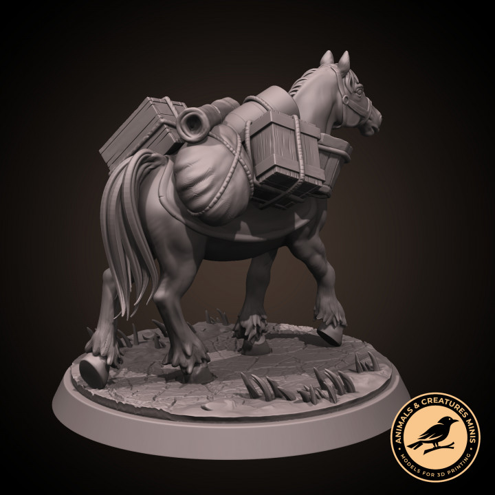 3D Printable Pack horse by Animals & Creatures Minis