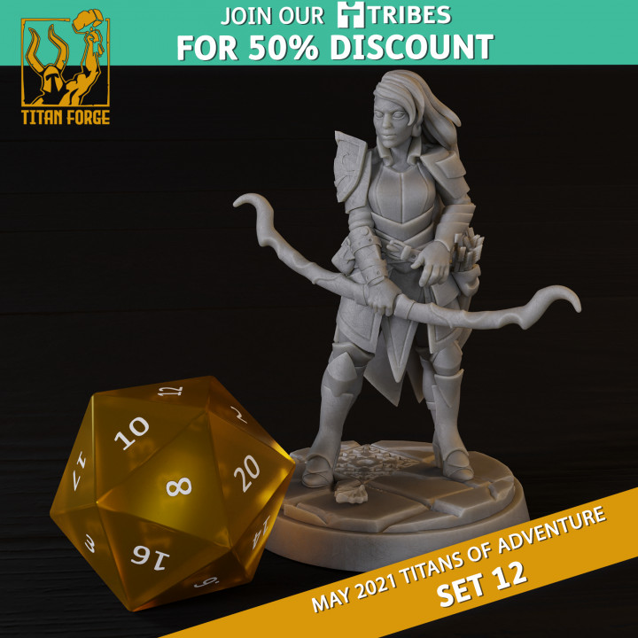 3D Printable Human Female Ranger - RPG Hero Character D&D 5e - Titans ...