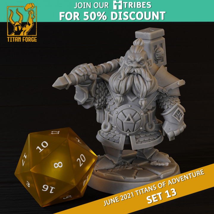 3D Printable Dwarf Male Fighter - RPG Hero Character D&D 5e - Titans of Adventure Set 13 by ...