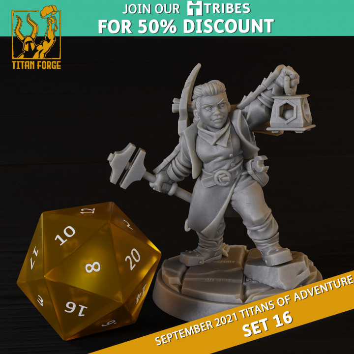 3D Printable Dwarf Female Adventurer - RPG Hero Character D&D 5e ...