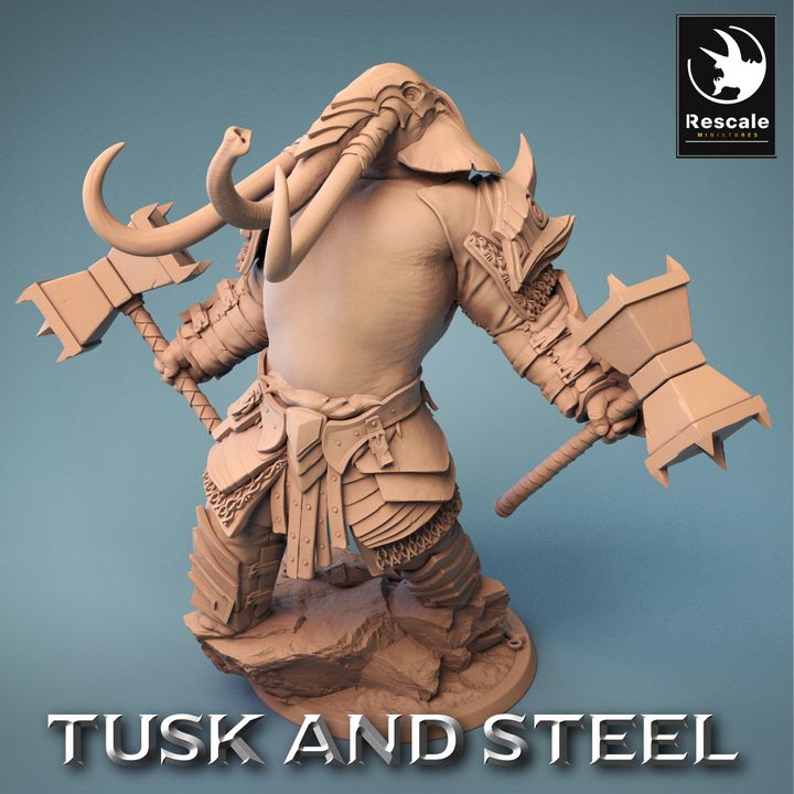 3D Printable Loxodon Leader WarCry by Rescale Miniatures