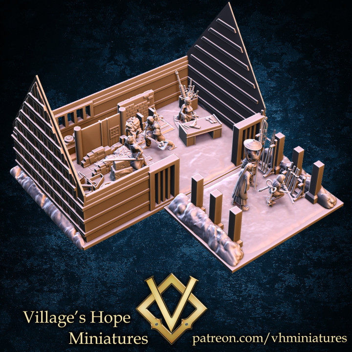 3D Printable Japanese smithy cottage & shop by Village's Hope Miniatures