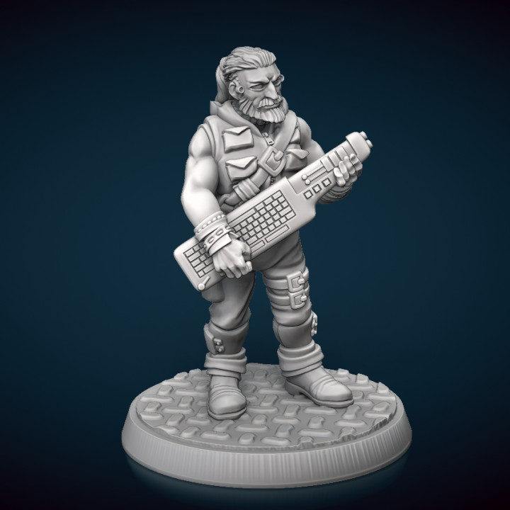3D Printable Human Decker Cyberpunk Bard Miniature by Stonehaven Miniatures