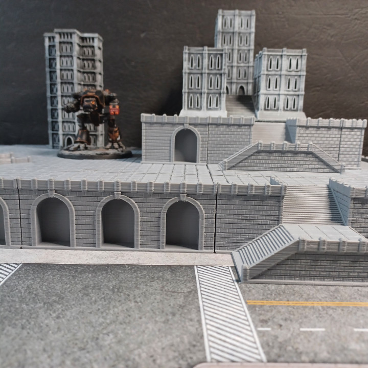 3D Printable City Tile Raised Terrace Set by Wargame Forge