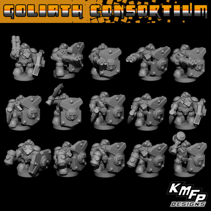 3D Printable Goliath Consortium Shield Brothers (6-8mm) by KMFP Designs