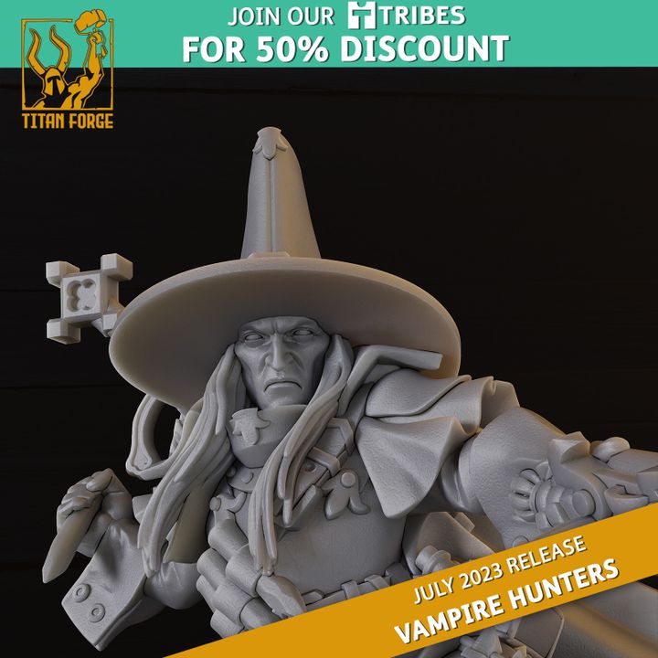 3D Printable Vampire Hunters Reborn Hunt Master by Titan Forge Miniatures