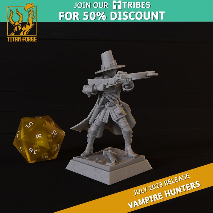 3D Printable Vampire Hunters Reborn Hunters Unit by Titan Forge Miniatures